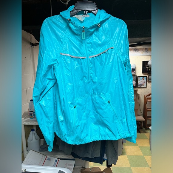 Athleta | Jackets & Coats | Athleta Hooded Anorak Blue Pullover ...